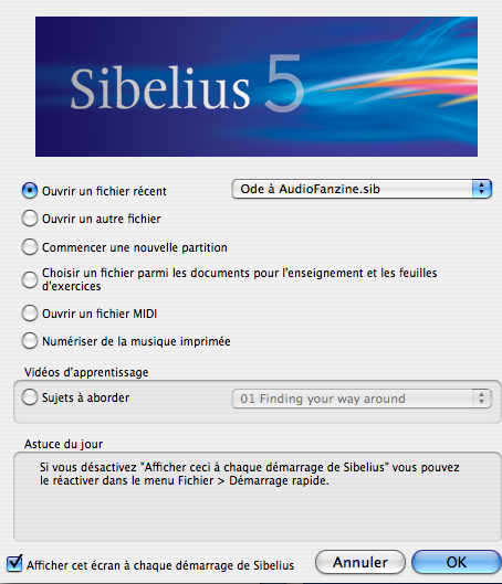 Test de Sibelius 5 : Sibelius, et de 5 - Audiofanzine
